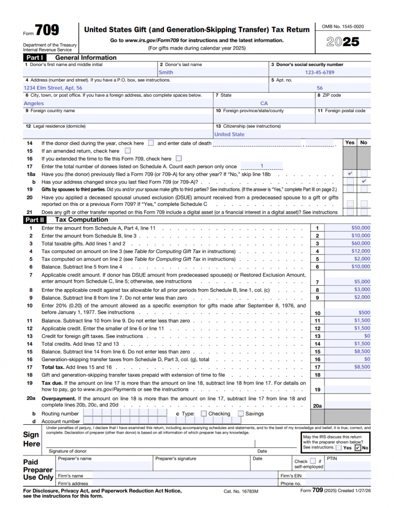 [Latest] IRS Form 709 Filled Out Example: How to Fill It?
