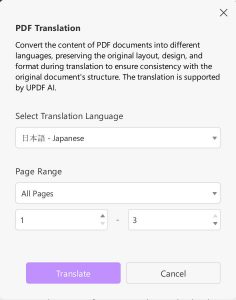 Translate PDFs with UPDF AI | UPDF User Guide