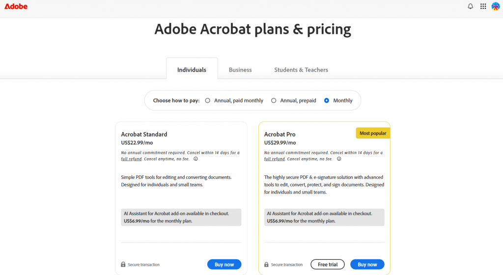 Adobe Acrobat for One-Time Purchase: Is It Possible? - UPDF
