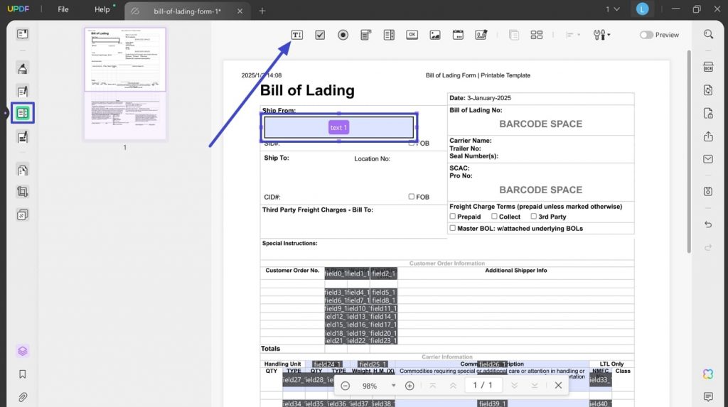 Create & Fill Bill of Lading Form (with Templates) - UPDF