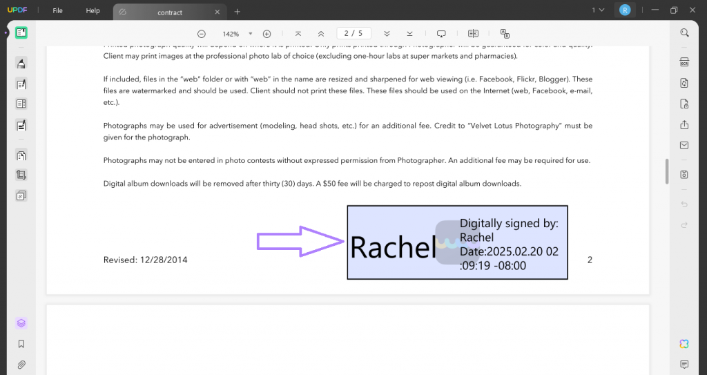 Digital signature not showing up in saved PDF | UPDF