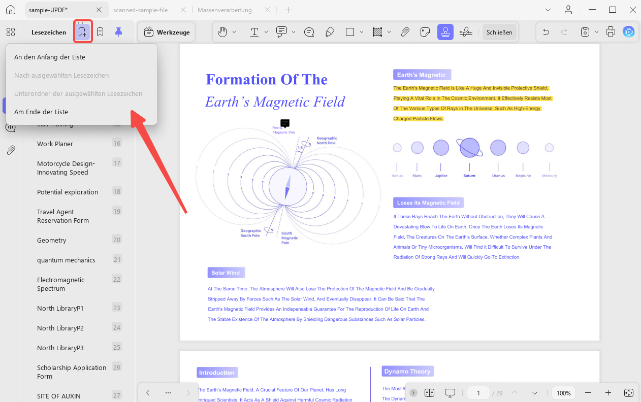 Hinzufügen von Lesezeichen zu PDF auf Windows